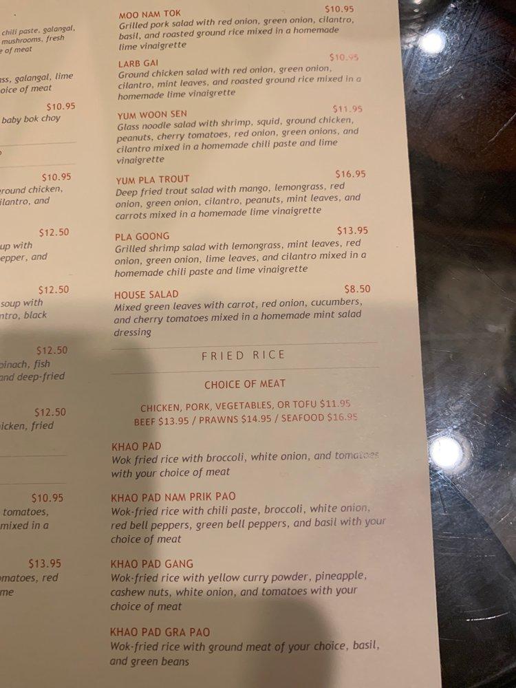 Menu at Khao San Thai Cuisine restaurant, Issaquah