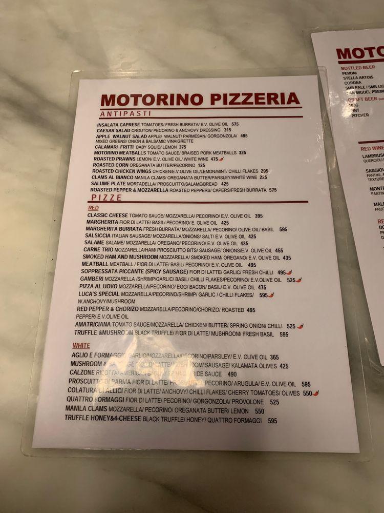 Menu at Motorino Pizza - Greenbelt pizzeria, Makati