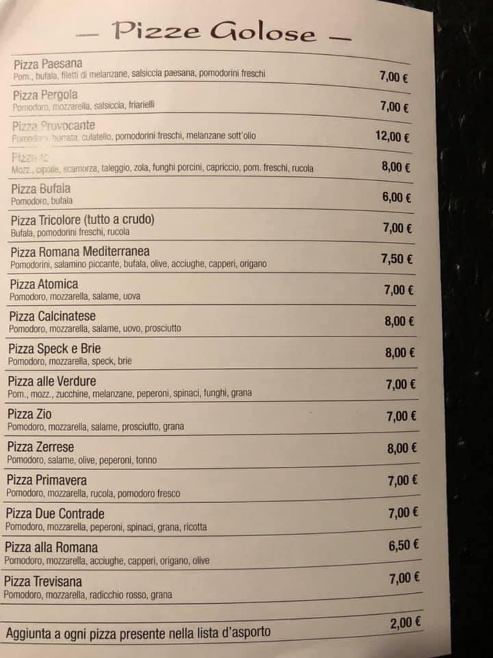 Menu at Ristorante Pizzeria Amalfitano di Proto Gianmichele, Calcinate