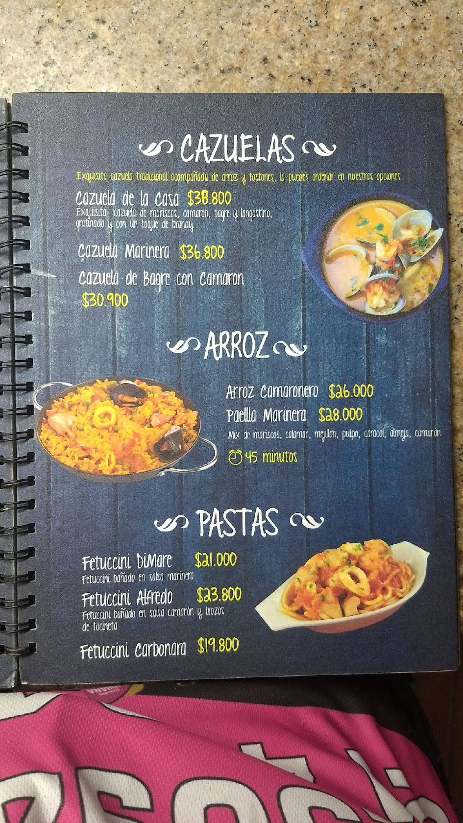 Carta del restaurante El Lago, Cúcuta