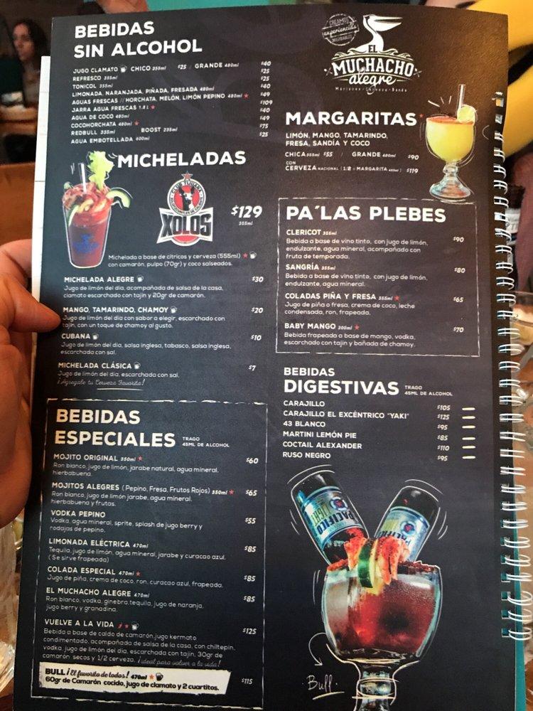 Carta del restaurante El Muchacho Alegre Tijuana, Tijuana, Antonio Caso 1981