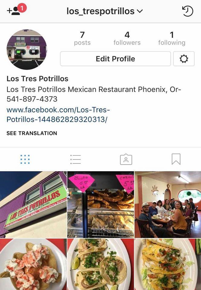 Menu at Los Tres Potrillos restaurant, Phoenix