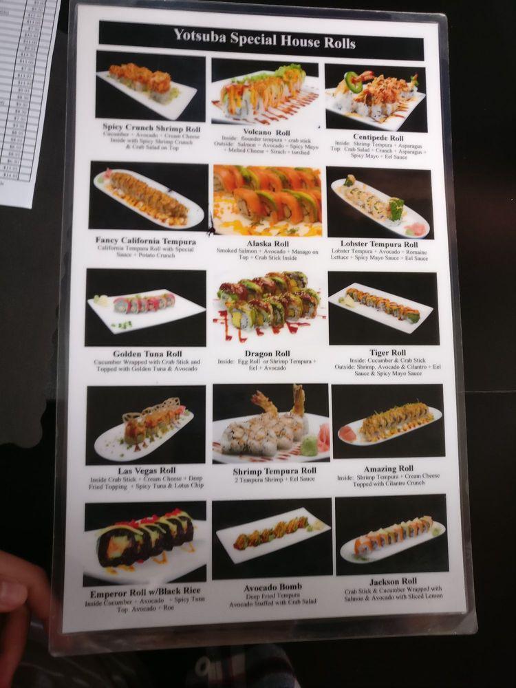 Menu at Yotsuba Japanese Restaurant, Ann Arbor