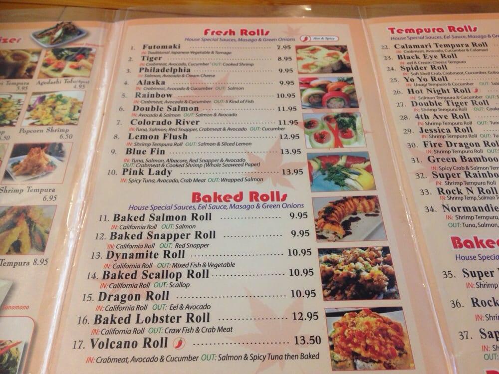 Menu at Blue Fin Sushi & Grill restaurant, Yuma
