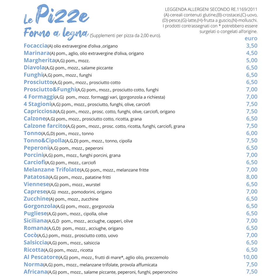 Menu da ristorante,pizzeria.hotel, Duino