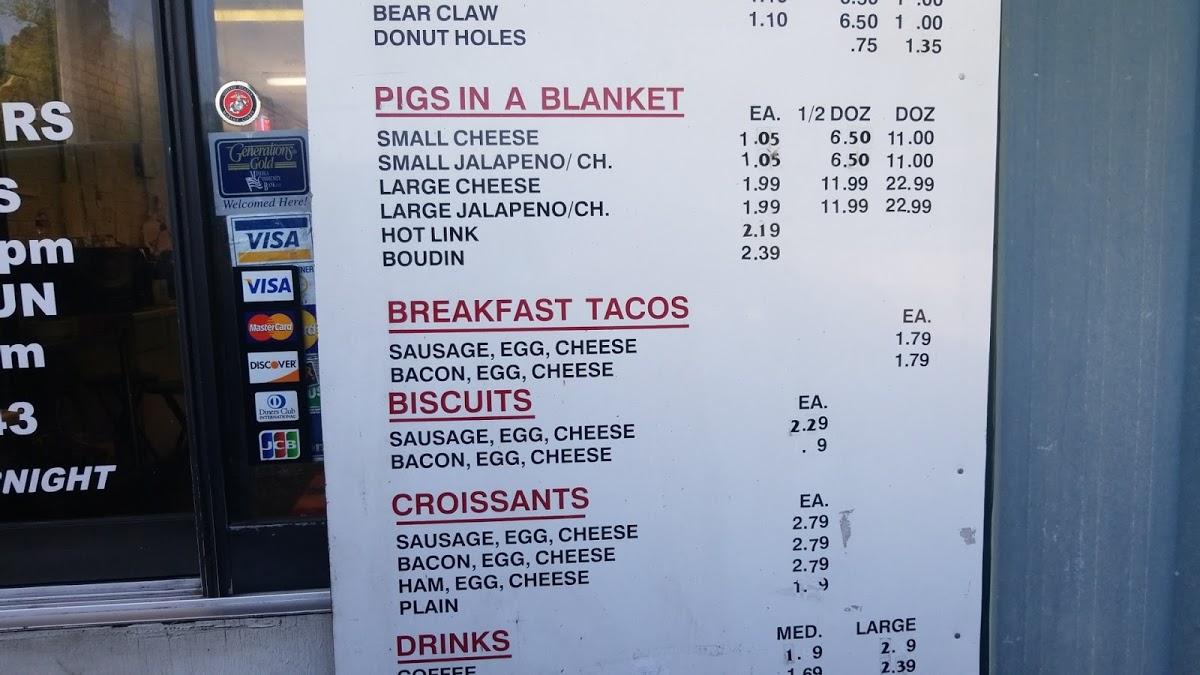 Menu at Donut King, Mineola