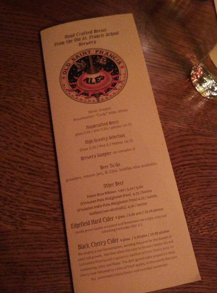 Carta de McMenamins Pub at Old St. Francis School, Bend