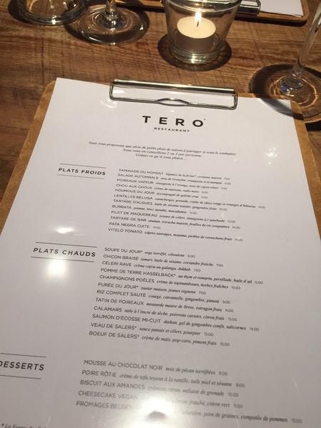 Menu at Tero Bierges, Wavre, Rue de Champles 56