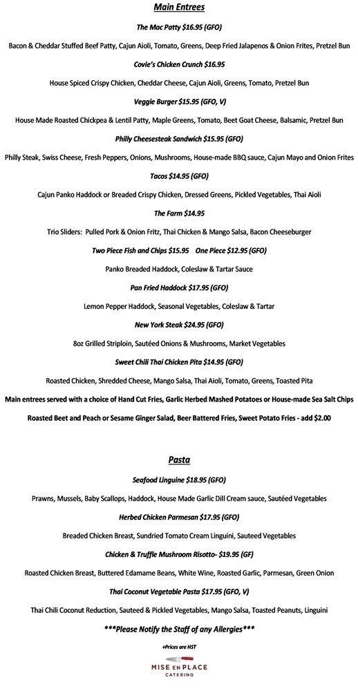 Carta de The Dory Pub & Restaurant, Sidney
