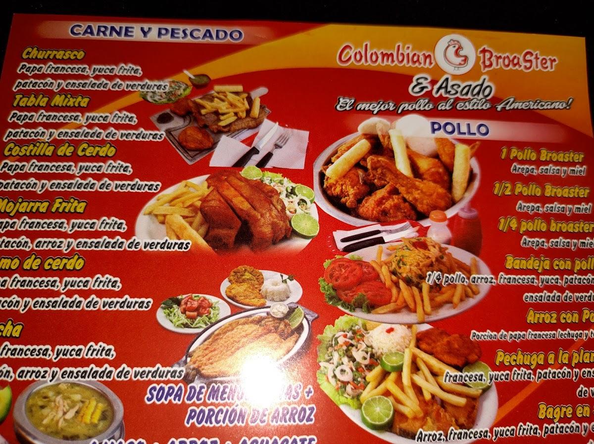 Menu at colombian broaster & asado restaurant, Bogotá