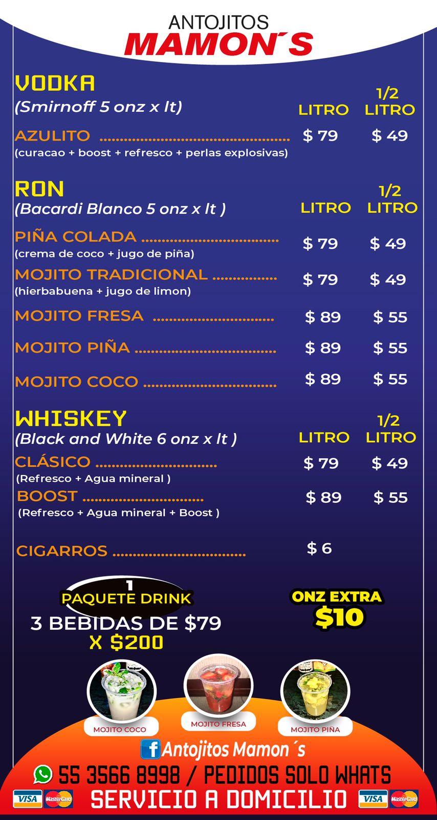 Carta del restaurante ANTOJITOS MAMON´S, Ciudad del México