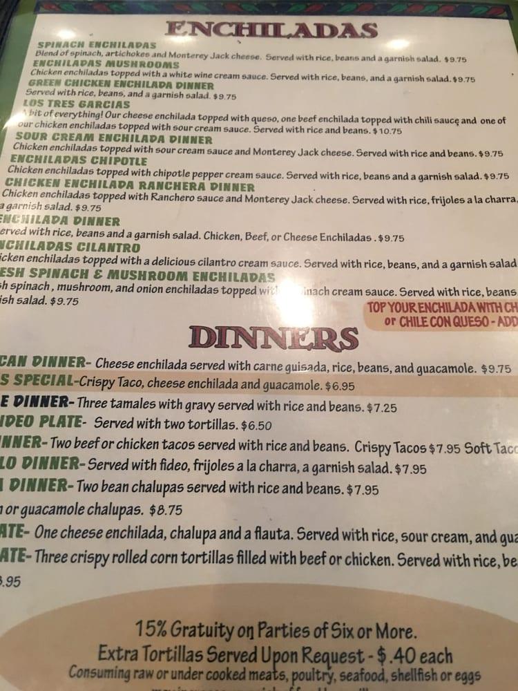 Menu at Garcia's Mexican Restaurant, Schertz