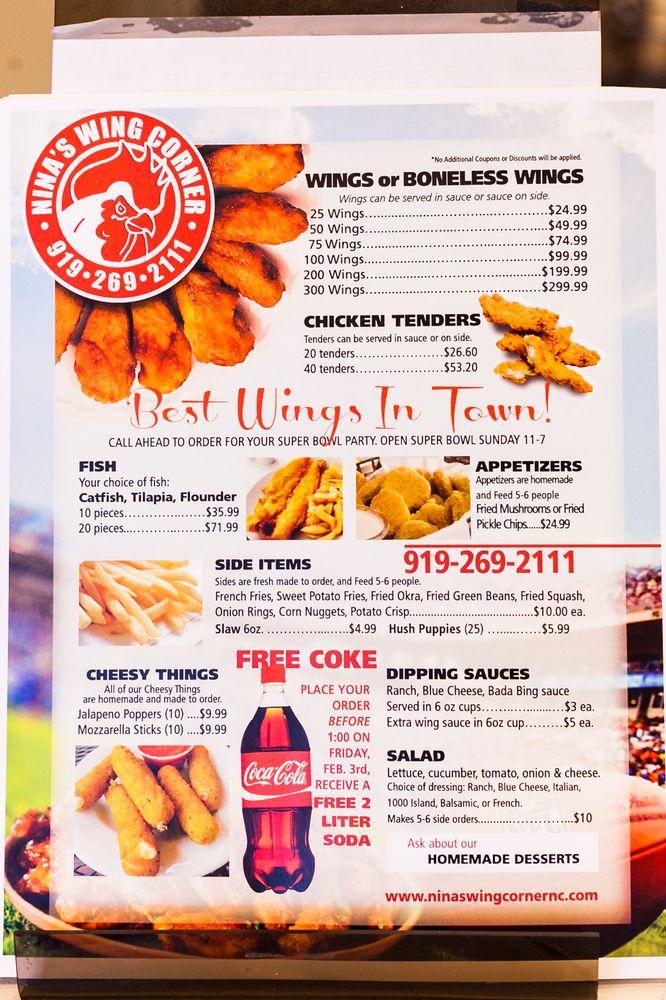 Menu at Nina's Wing Corner desserts, Zebulon
