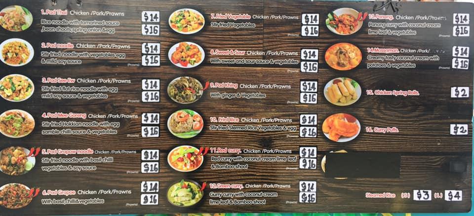 Menu at Sa-Wad-Dee Thai Food Van restaurant, Latrobe