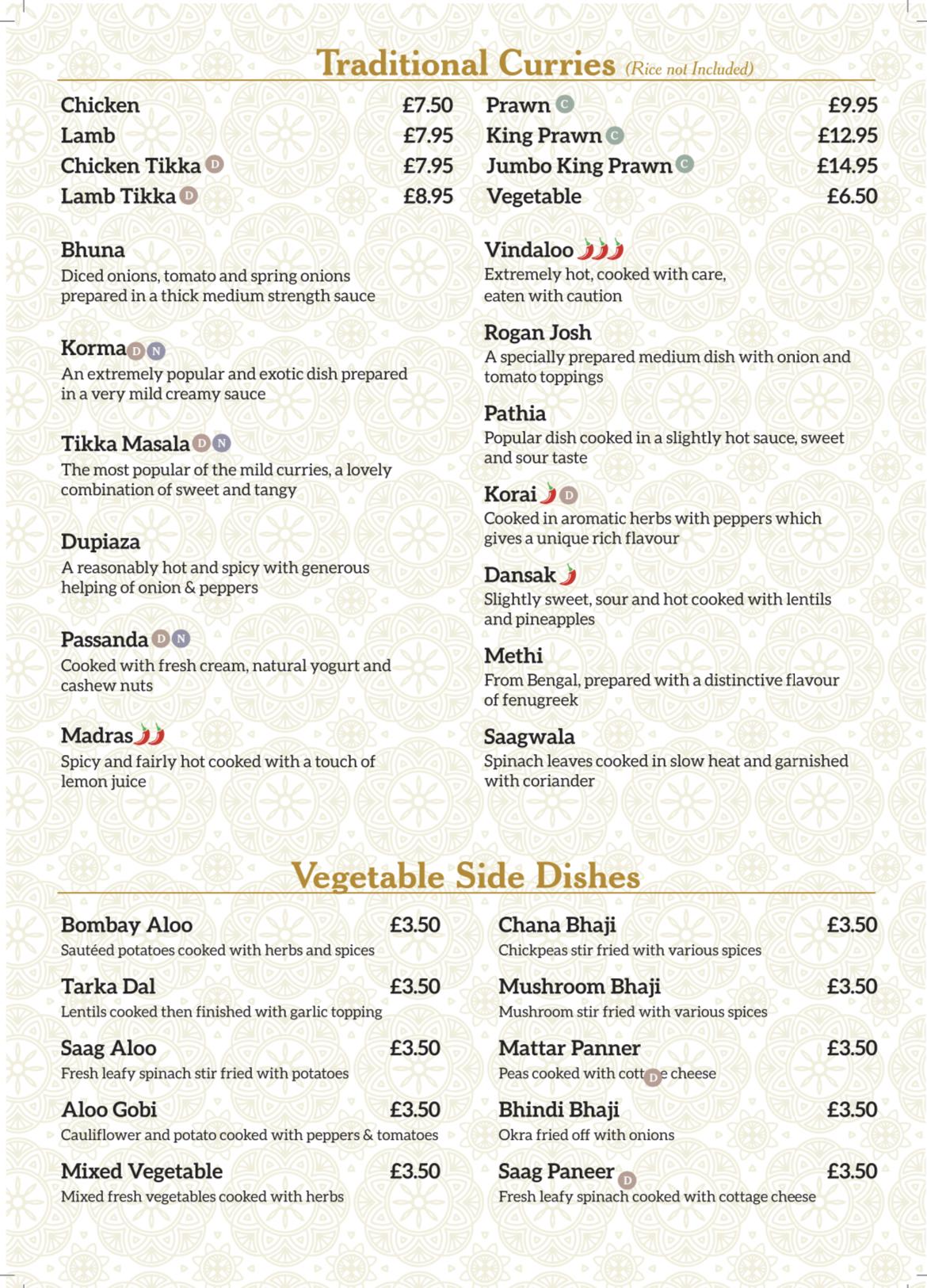 Menu at SHER-E-BANGLA restaurant, Montrose