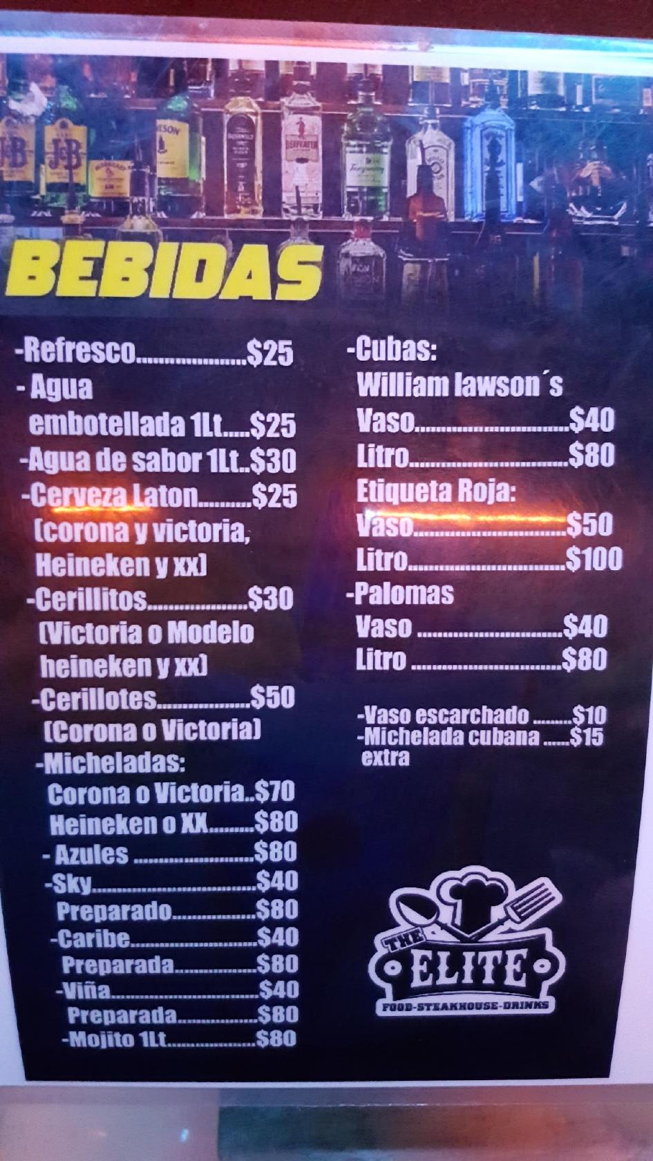 Menu at THE ELITE restaurant, Coacalco