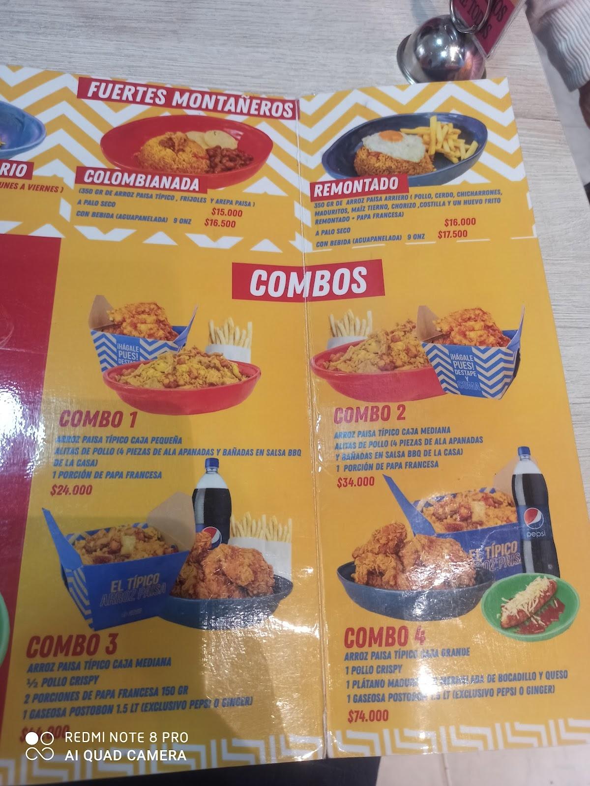 Carta del restaurante Arroz paisa típico, Chiquinquirá