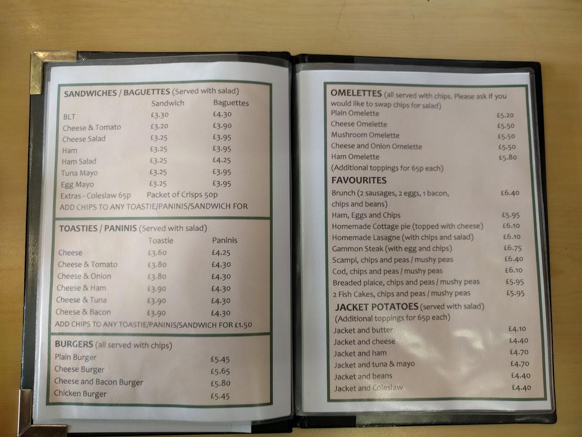 Menu at Queen Elizabeth Cafe, Torquay