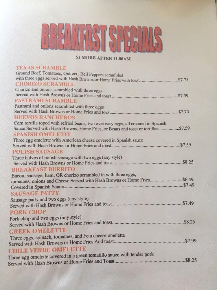 Menu at Red Hill Cafe, Santa Ana