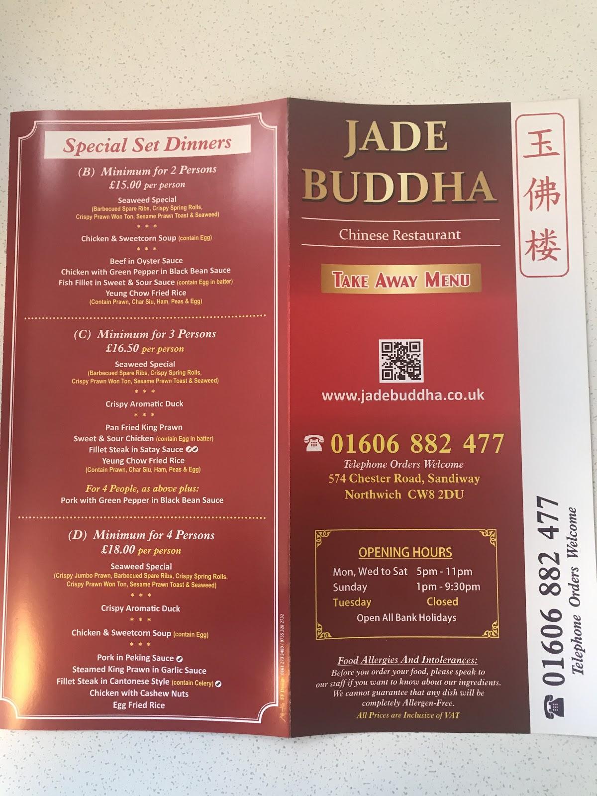 Menu at The Jade Buddha restaurant, Northwich
