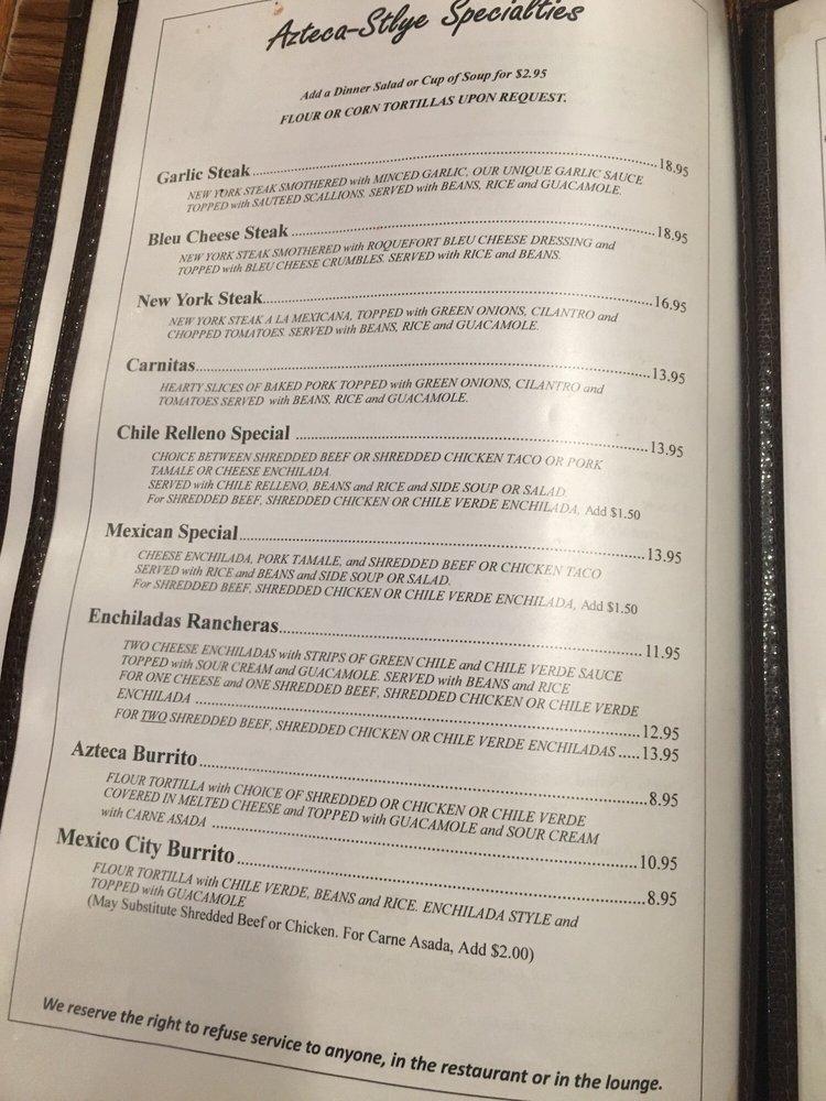 Menu at Azteca Restaurant & Lounge, Garden Grove, Main St