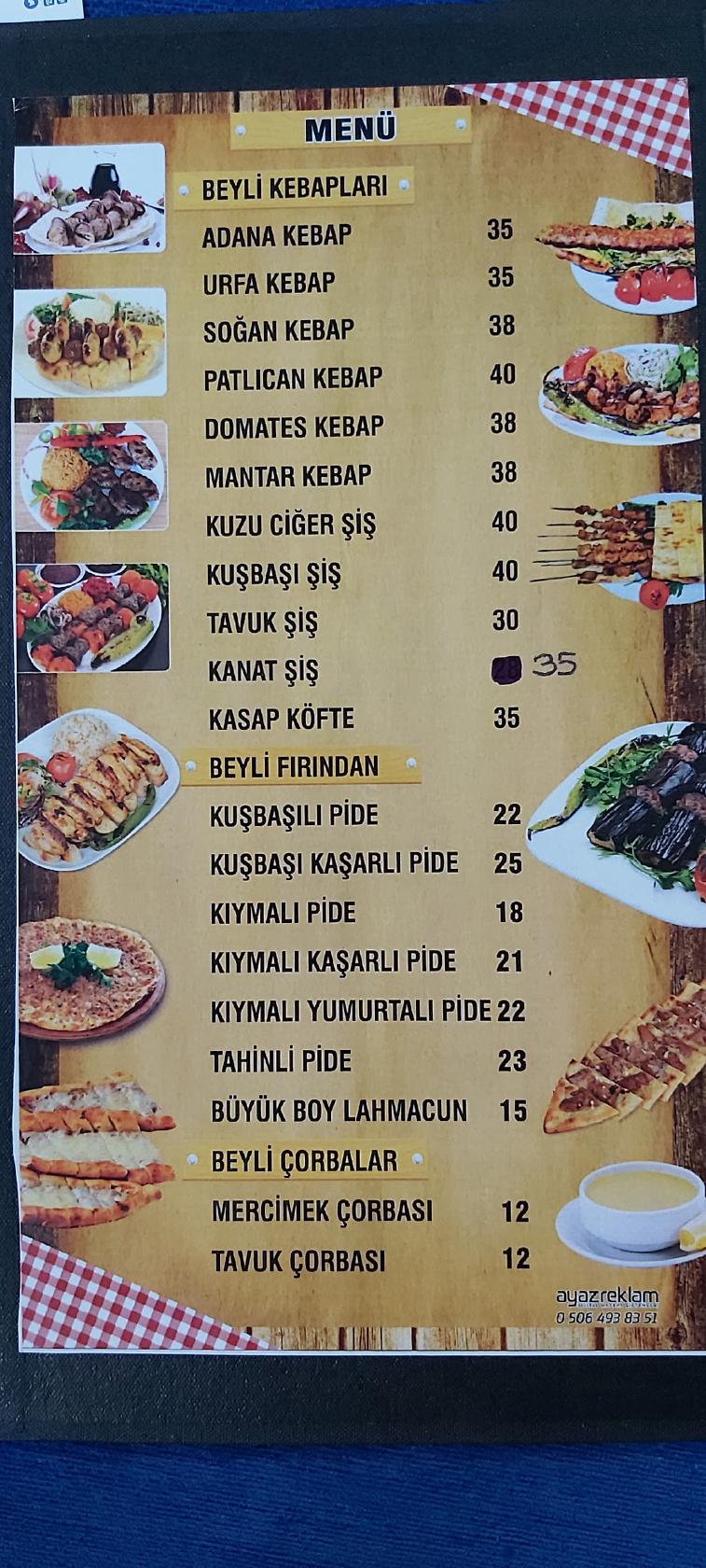 Menu at Gar Restaurant, Aydın, 49. Sk. no : 2/4