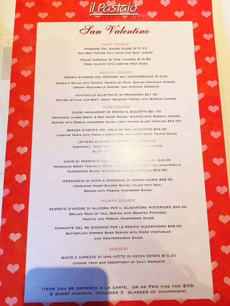 Menu at Il Pastaio restaurant, Beverly Hills