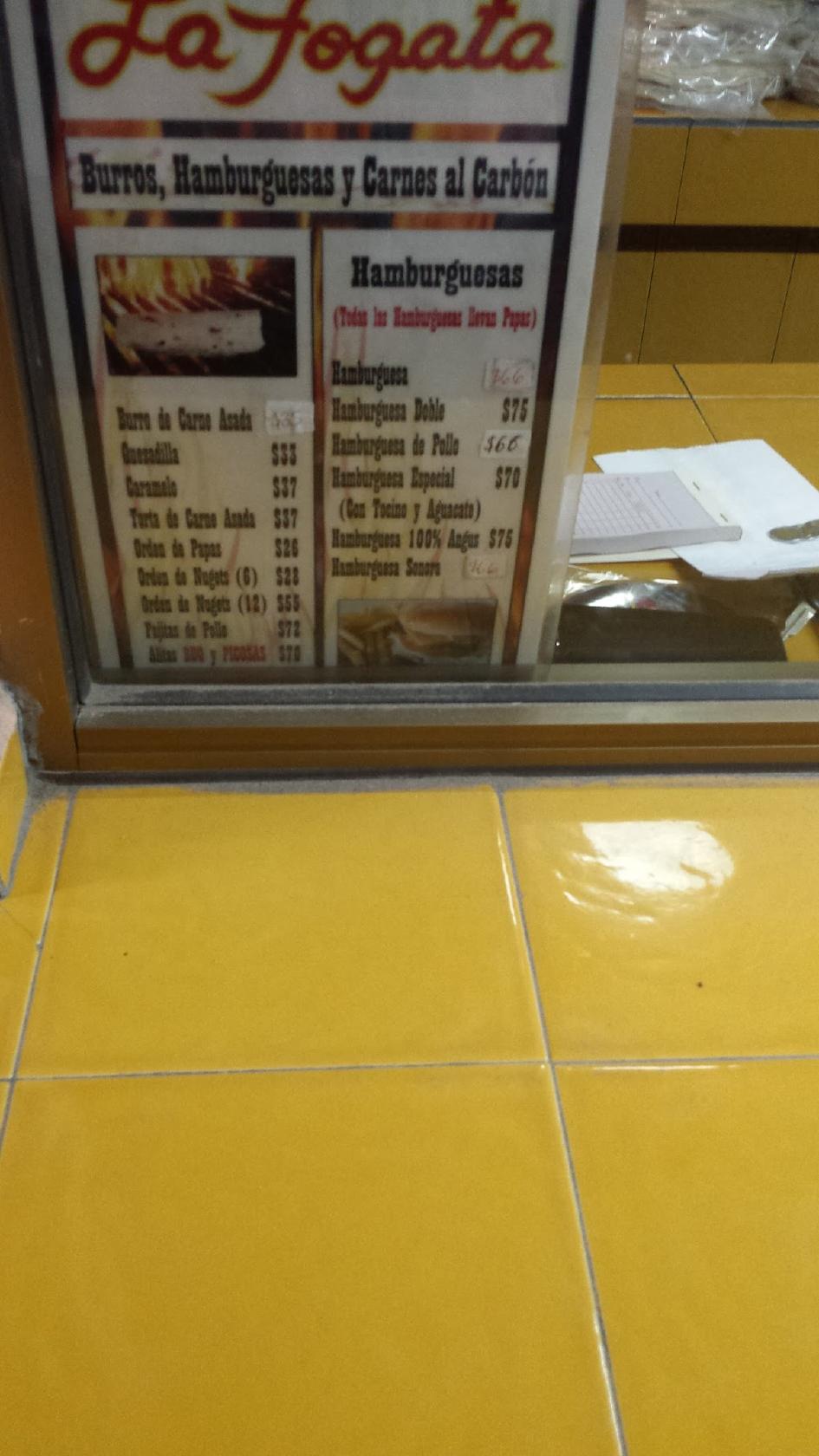 Menu at La Fogata restaurant, Agua Prieta