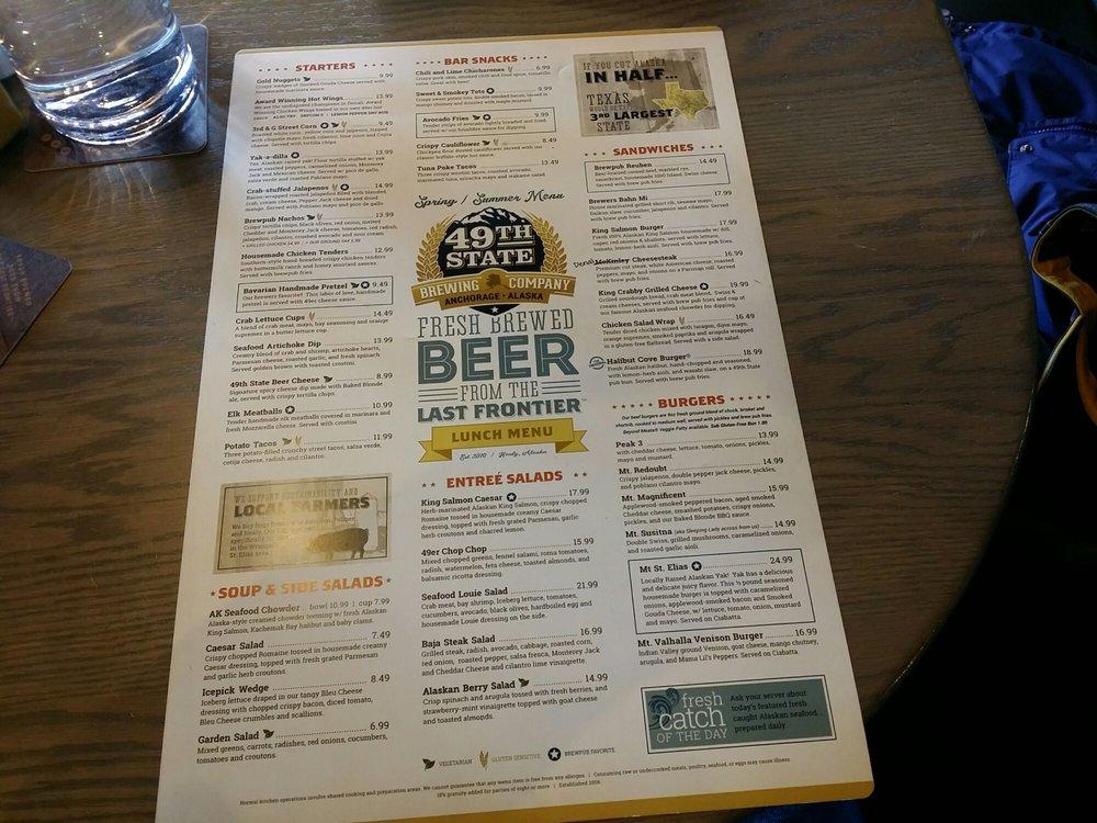 Menu at 49th State Brewing - Anchorage steakhouse, Anchorage