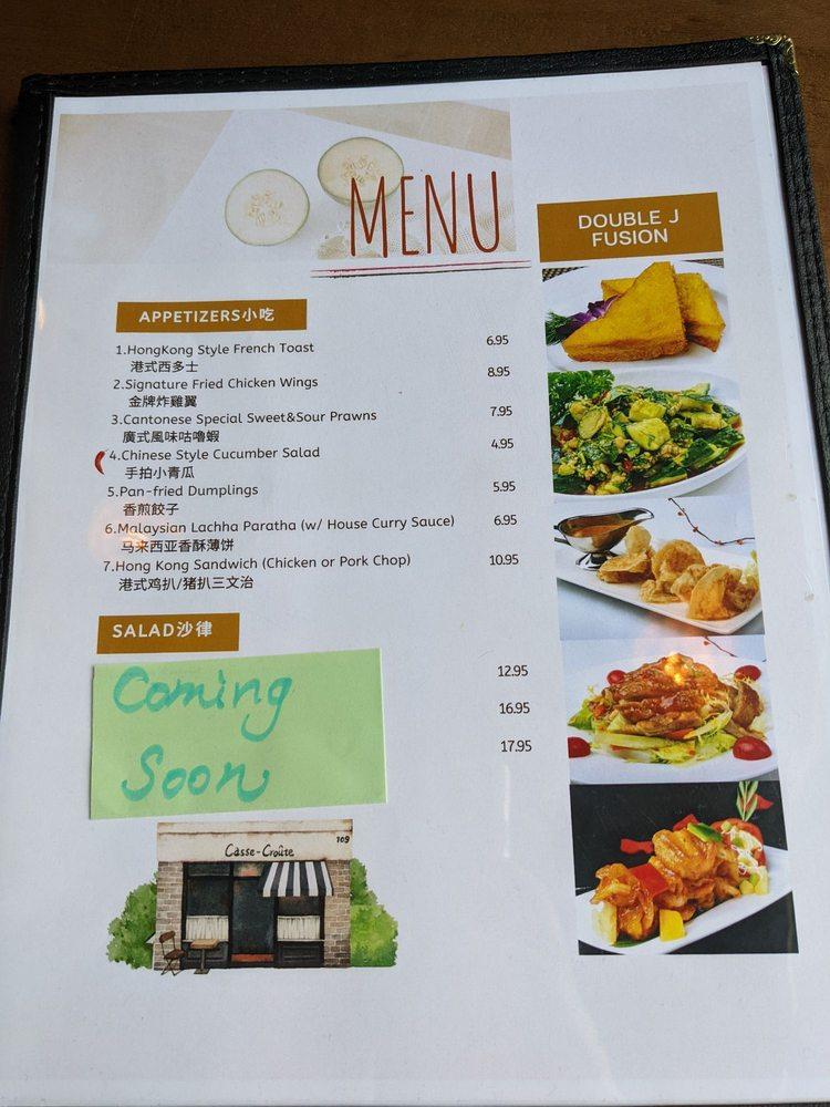 Menu at Double J Hong Kong Fusion cafe, Kelowna
