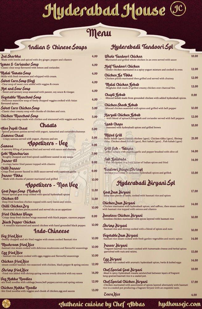 Menu at Hyderabad House JC restaurant, Jersey City