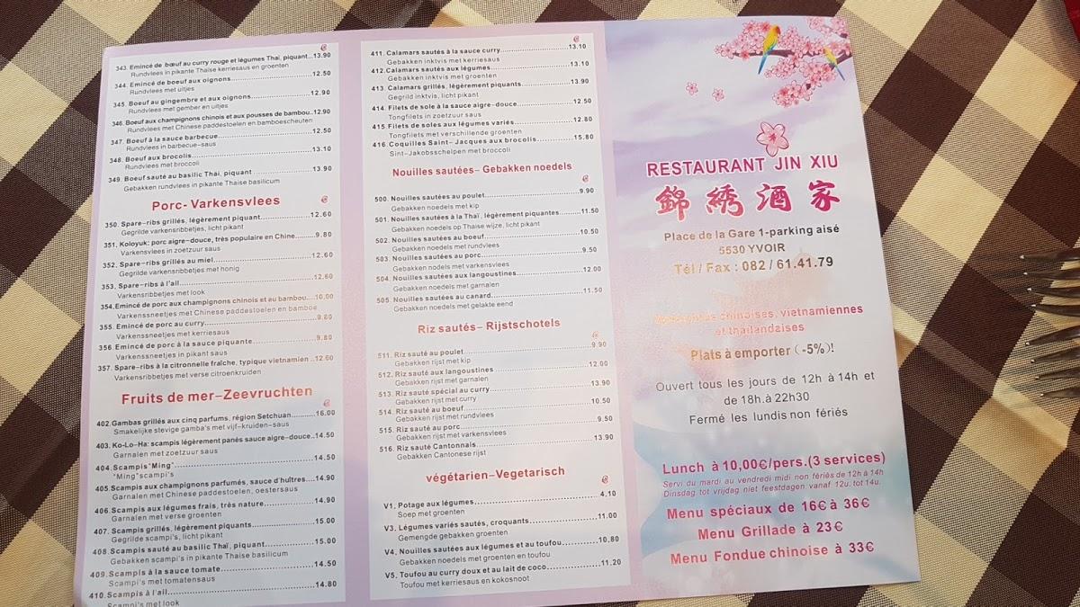 Menu au Jin Xiu sprl, Yvoir