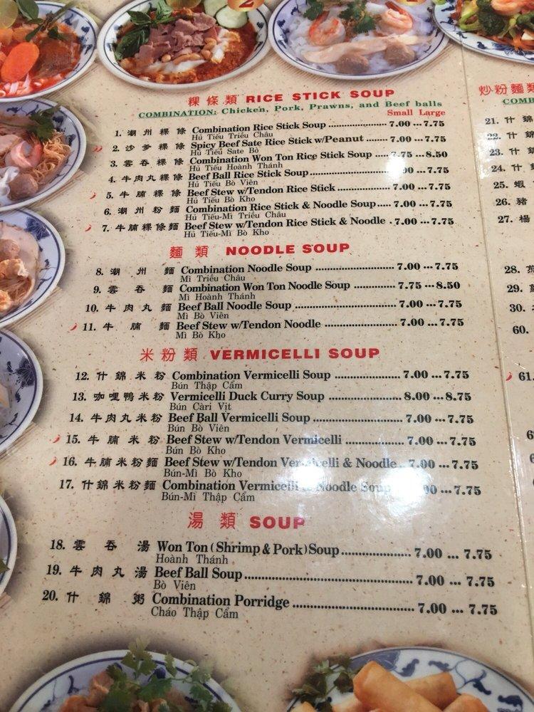 Menu at New Tung Kee Noodle restaurant, San Jose