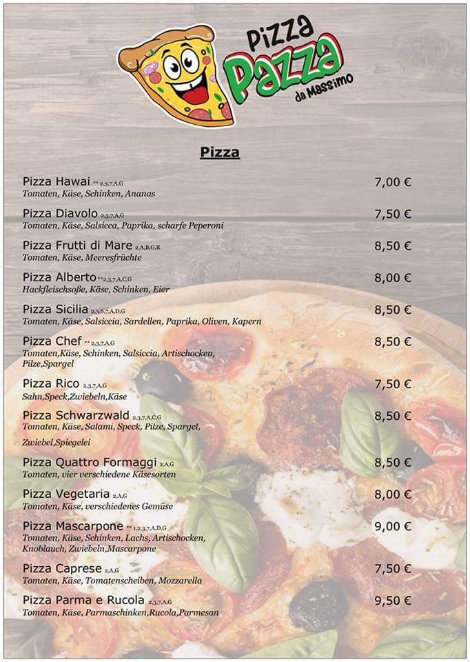 Menu at Pizza Pazza da Massimo, Hohberg, Nikolaus-Schrempp-Straße 10
