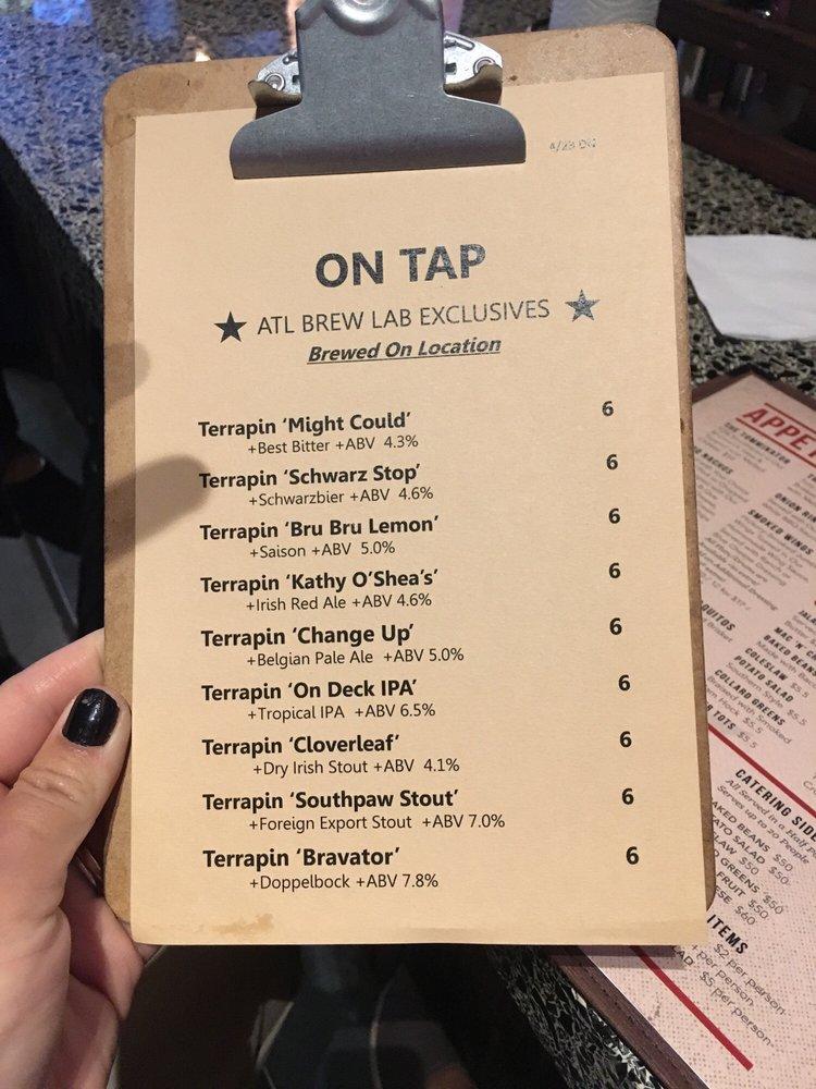 Menu at Terrapin Taproom pub & bar, Atlanta, 755 Battery Ave SE