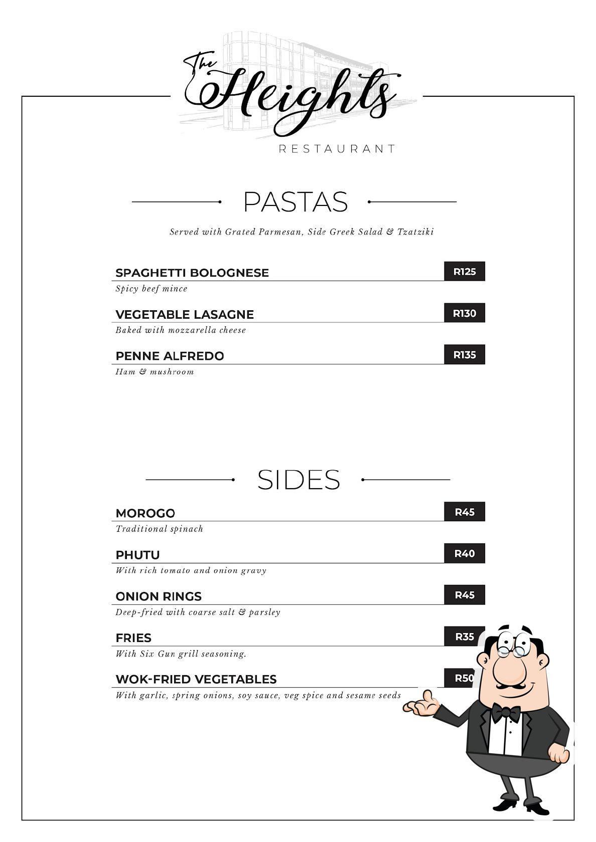 The Heights Restaurant & Bistro, Kimberley - Restaurant menu, prices ...