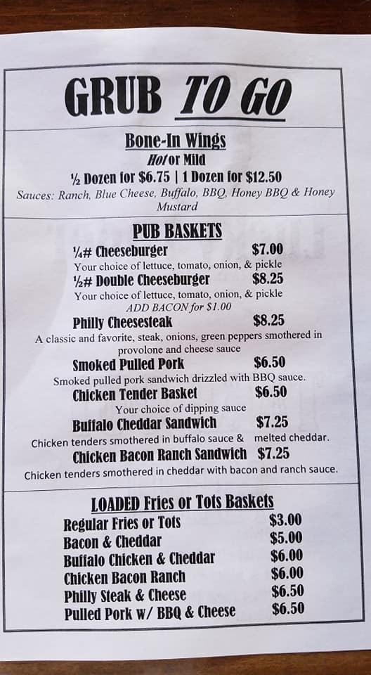 Menu at The Lucky Lager pub & bar, Mount Pulaski