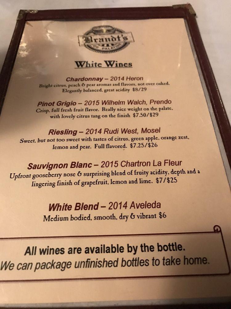 Menu at Brandt's of Palatine restaurant, Palatine