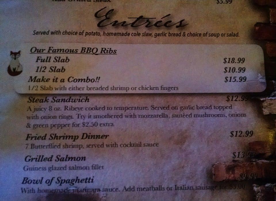 Menu at Foxhole Pizza and Pub, McHenry