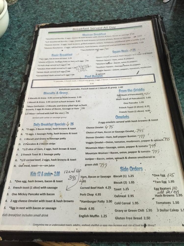 Menu at J.C's Cafe, Golden, S Golden Rd