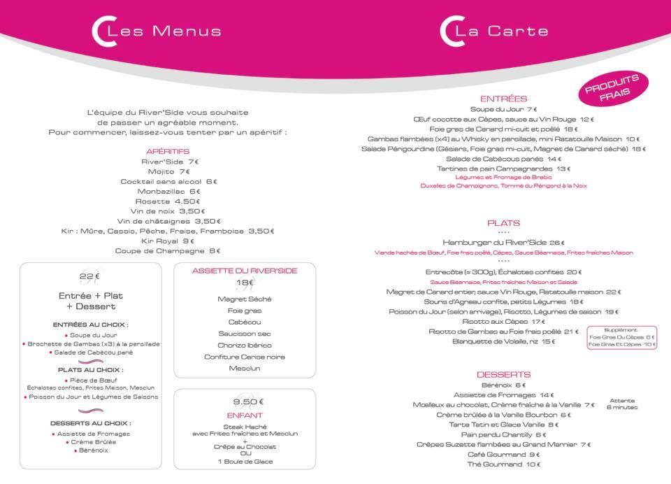 Menu at Le restaurant Bellevue, Bergerac