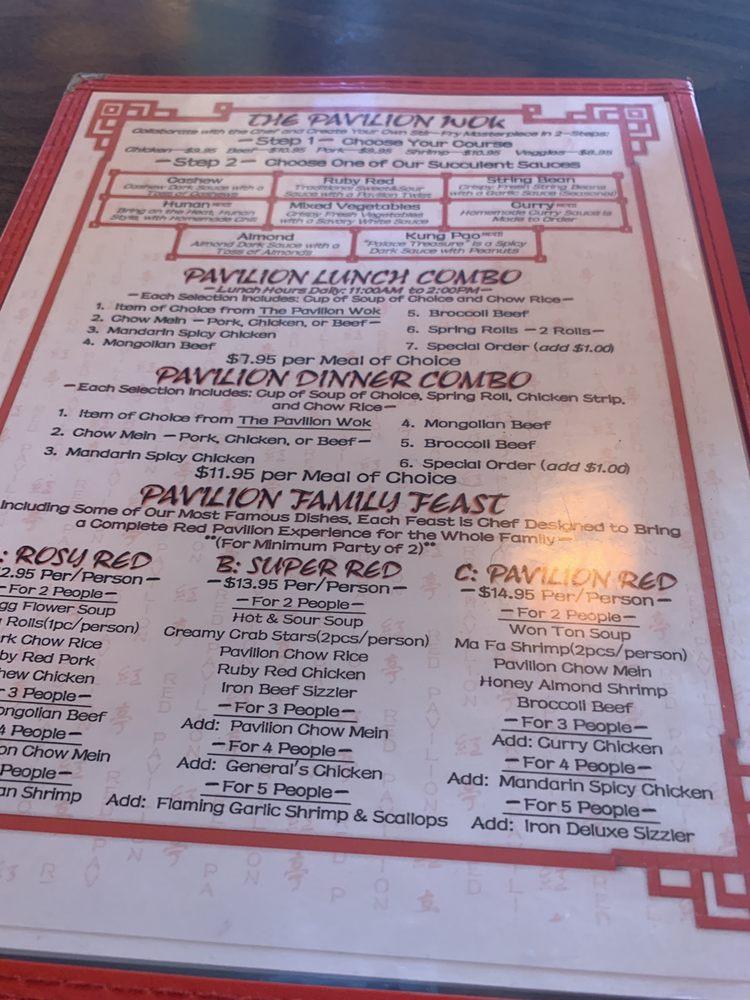 Menu at New Red Pavilion restaurant, Mountain Home, American Legion Blvd