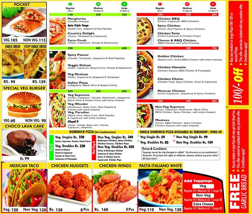 Menu at Dominick Pizza, Srinagar