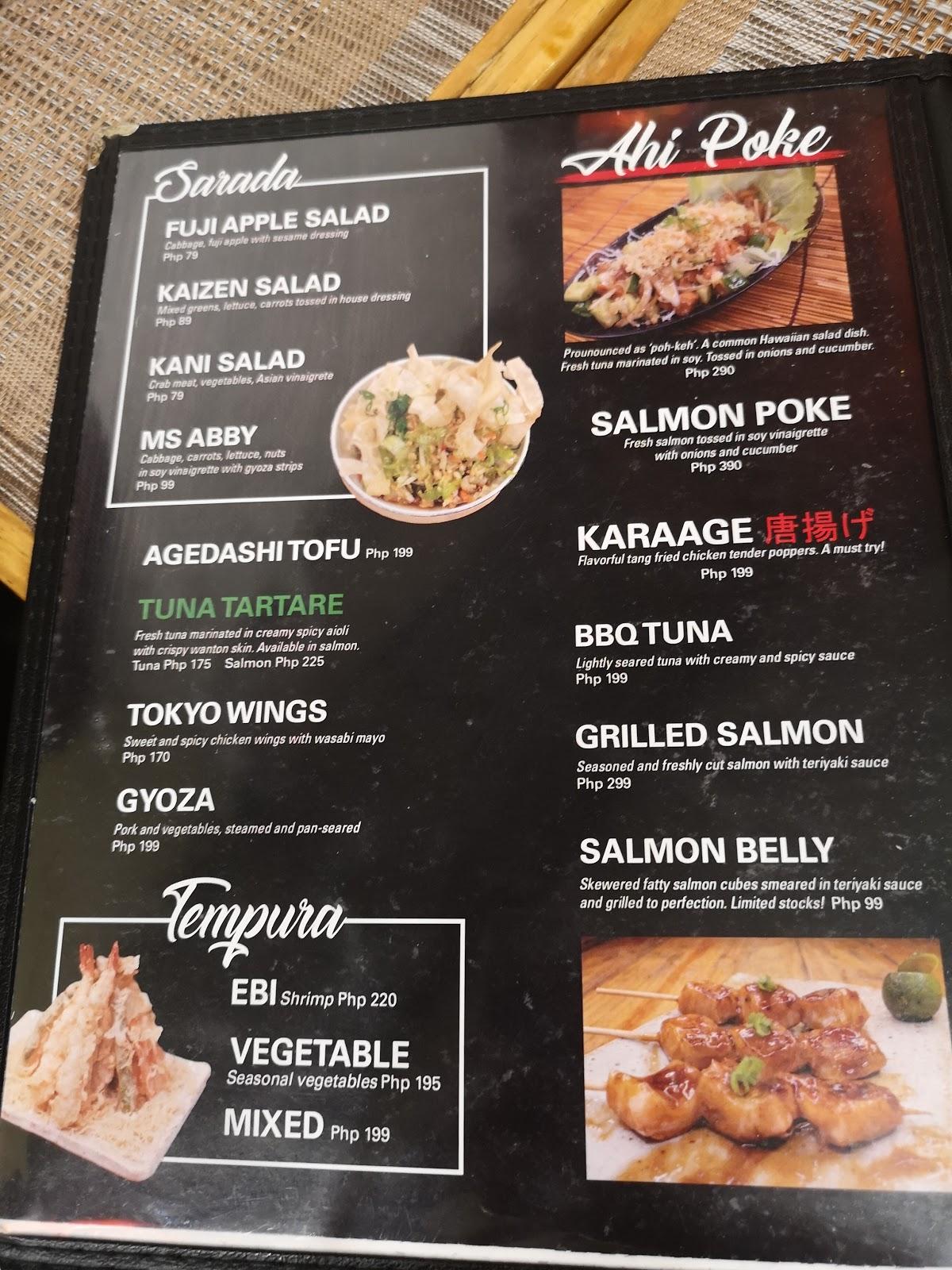 Menu at Kaizen Davao: Japanese Street Dining restaurant, Davao City