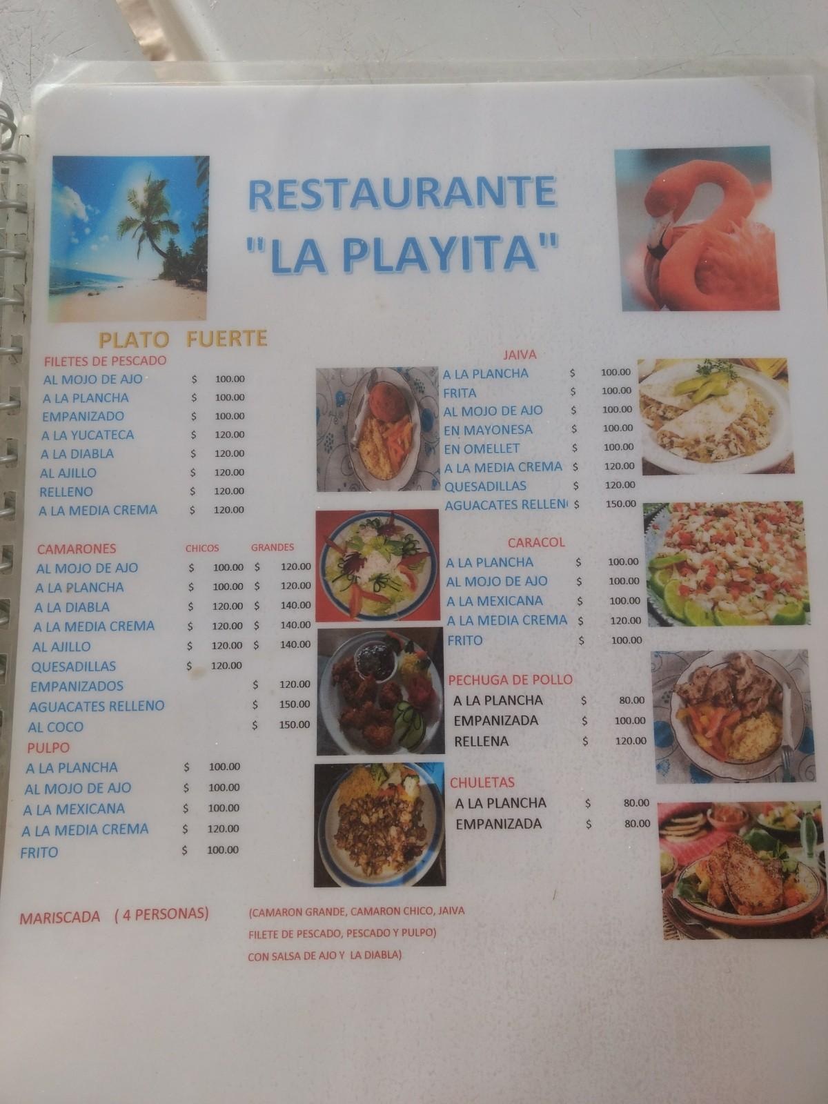 Menu at Restaurante La Playita, Celestún