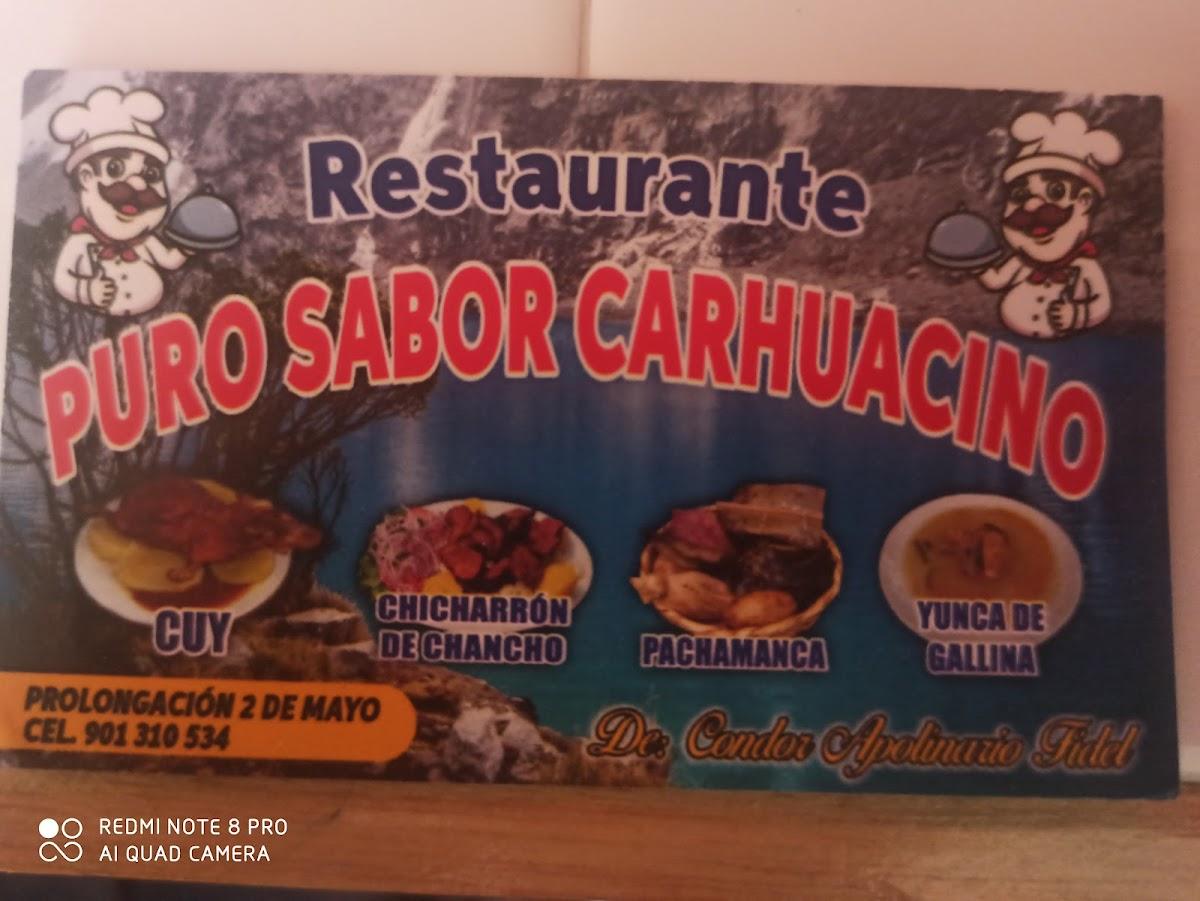 Restaurante puro sabor CARHUACINO, Carhuaz - Menú del restaurante ...