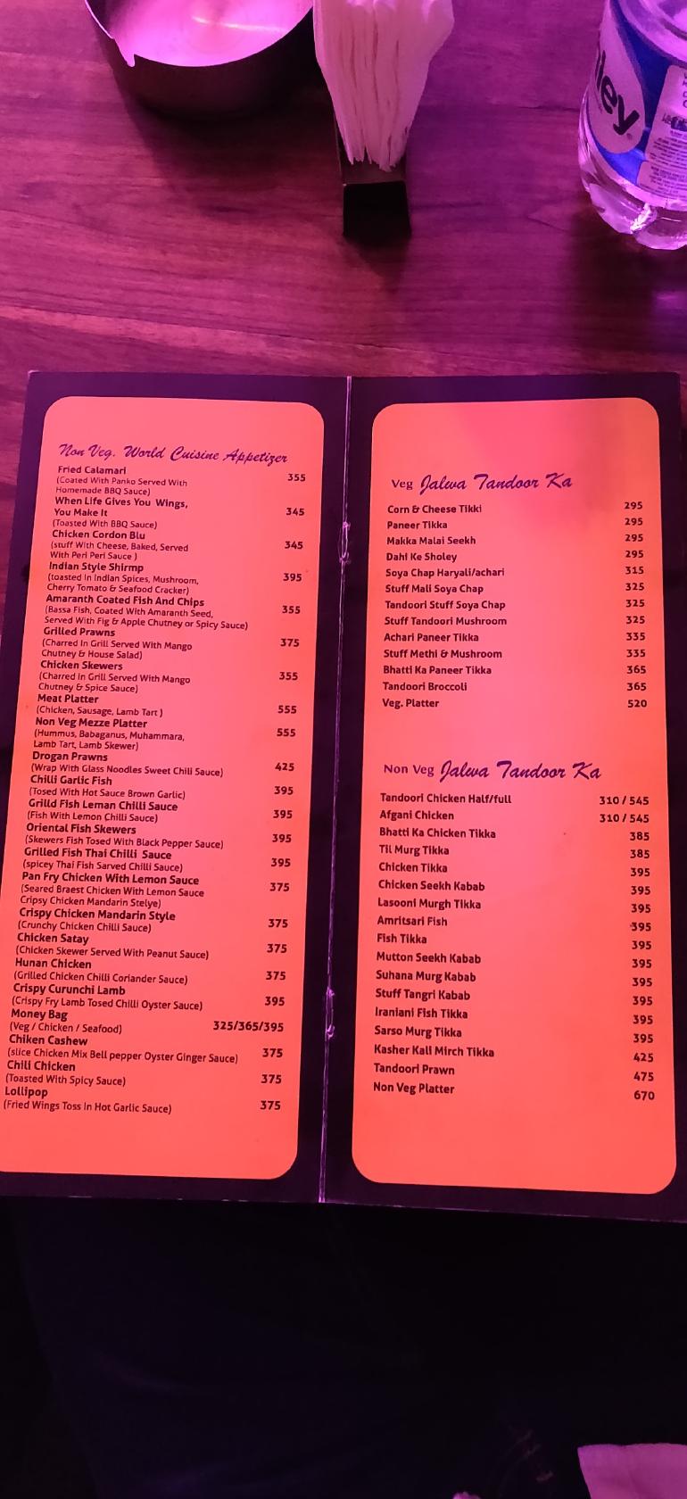 Menu at VOLT By Plan B, Gurugram, Platinum Tower