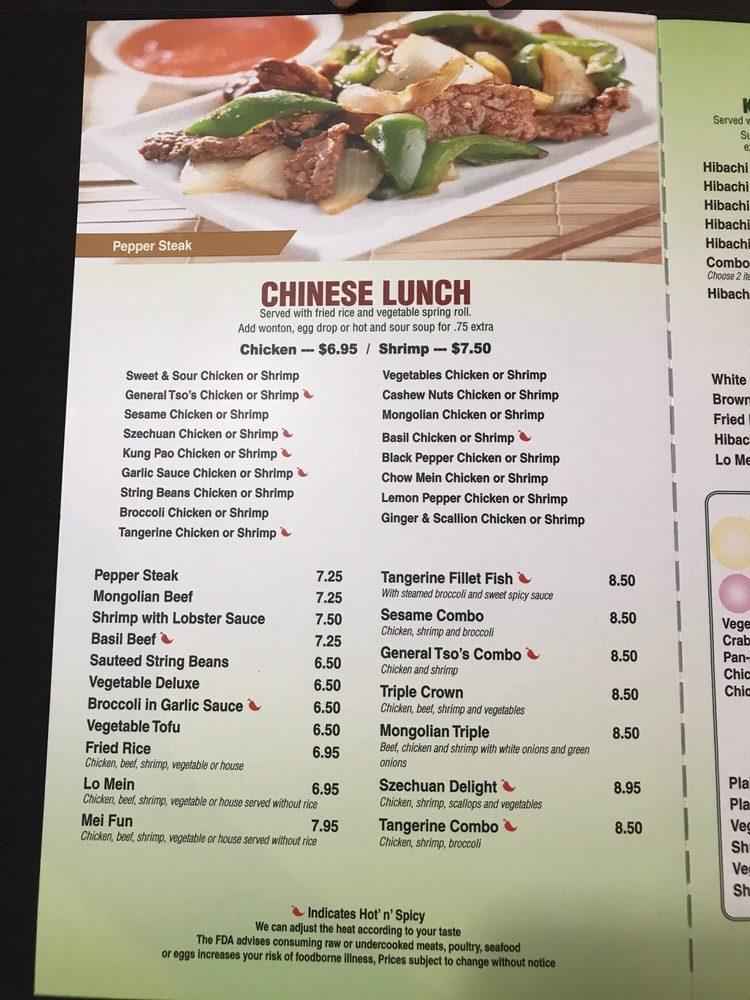 Menu at Asian Cook restaurant, Peachtree City