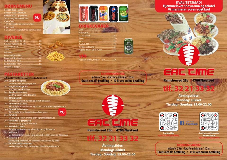 Menu at Eat time restaurant, Næstved