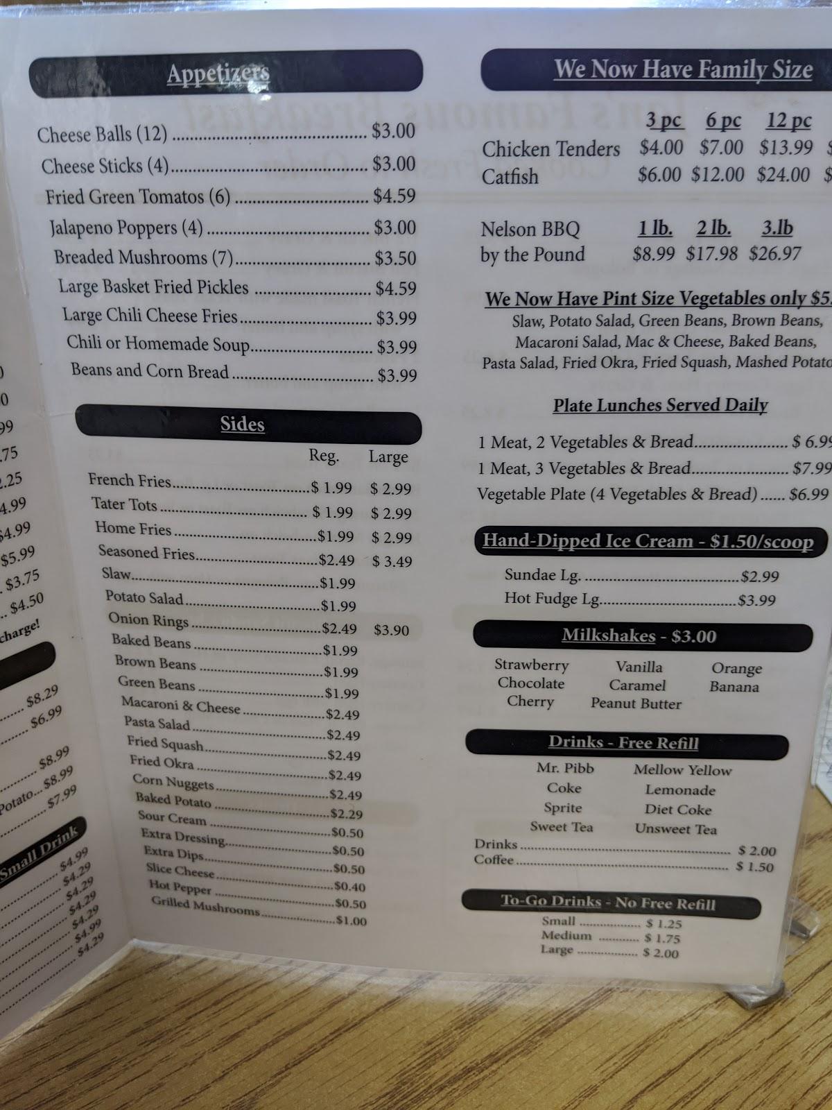 Menu at Jan's Burger Basket restaurant, Central City